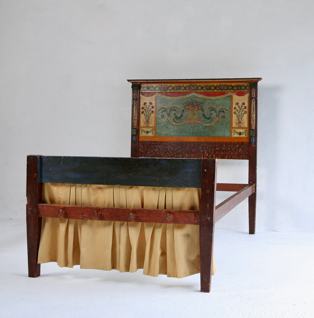19th Century Spanish Painted Bed – punch the clock