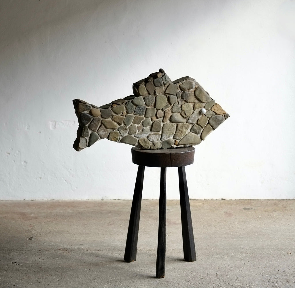 Stone Fish Sculpture – punch the clock