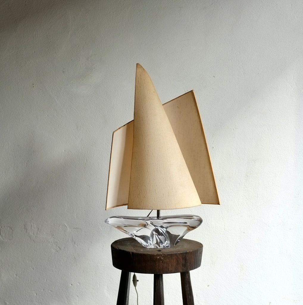 Daum Crystal Sailboat Lamp, 1960's, France – punch the clock