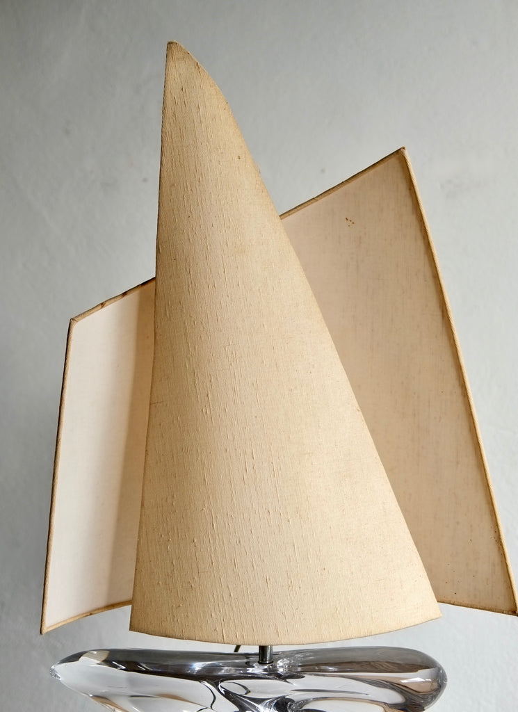 Daum Crystal Sailboat Lamp, 1960's, France – punch the clock