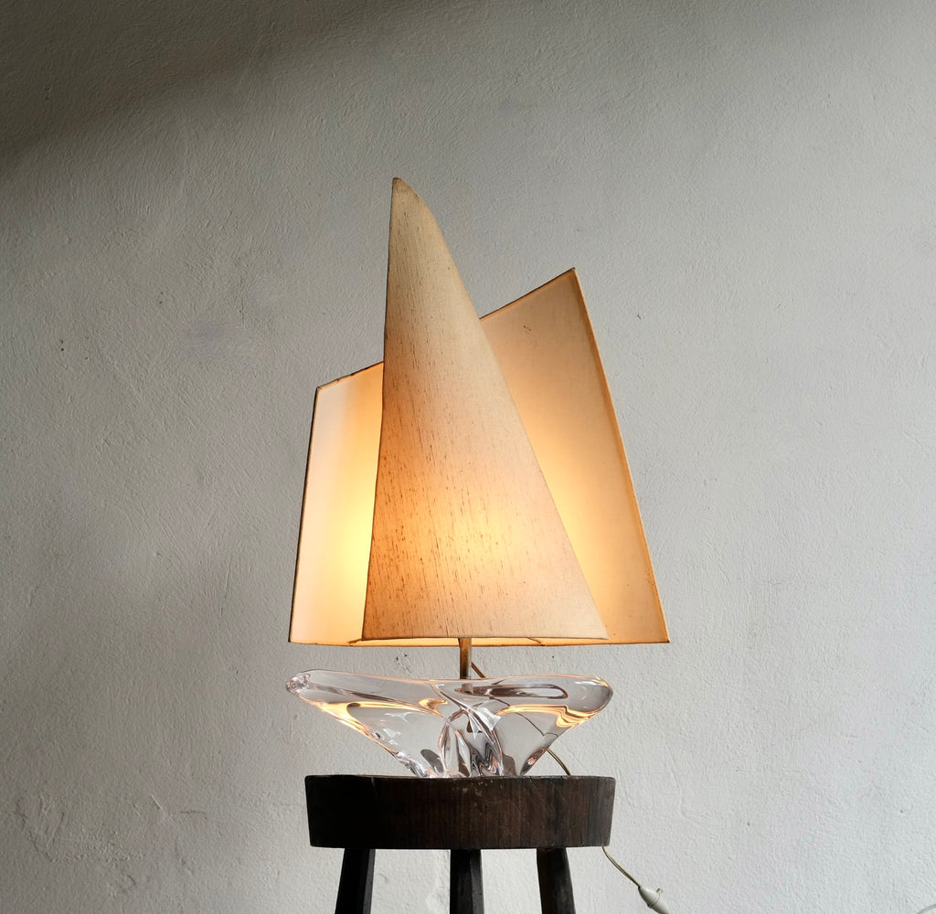 Daum Crystal Sailboat Lamp, 1960's, France – punch the clock