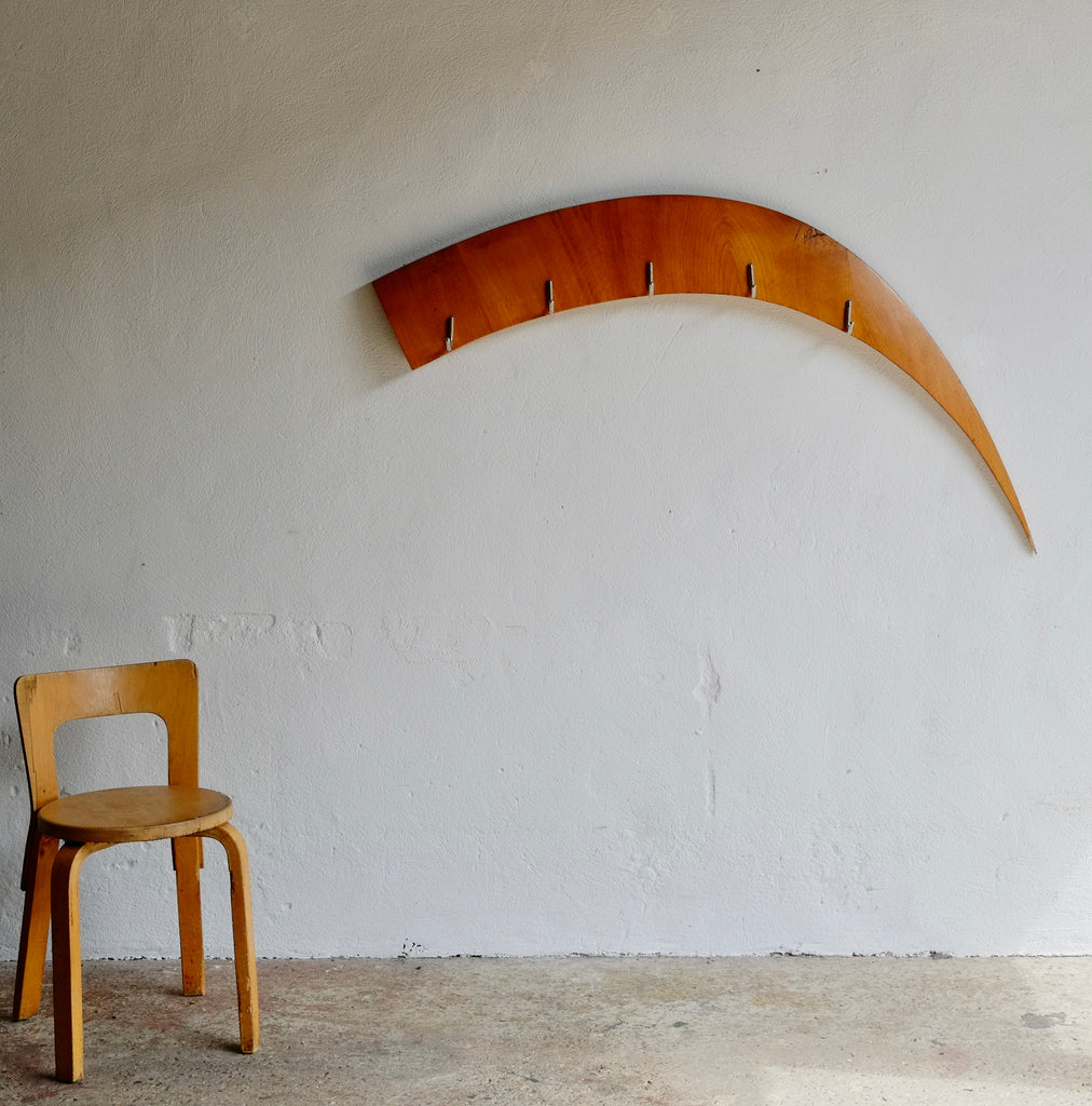 Curved Wood Coat Rack – punch the clock